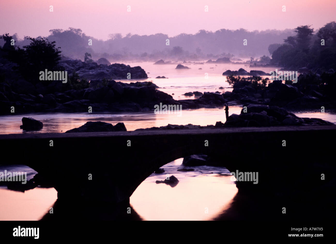India, Madhya Pradesh, Orchha, morning fog over Betwa river Stock Photo ...