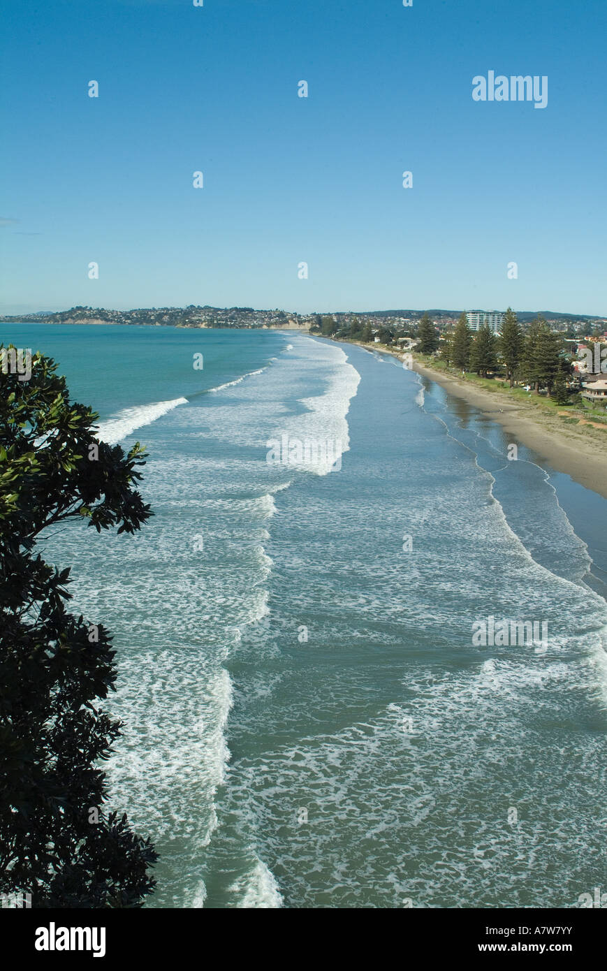 The long beach at Orewa of Whangaparaoa Bay North of Auckland New ...