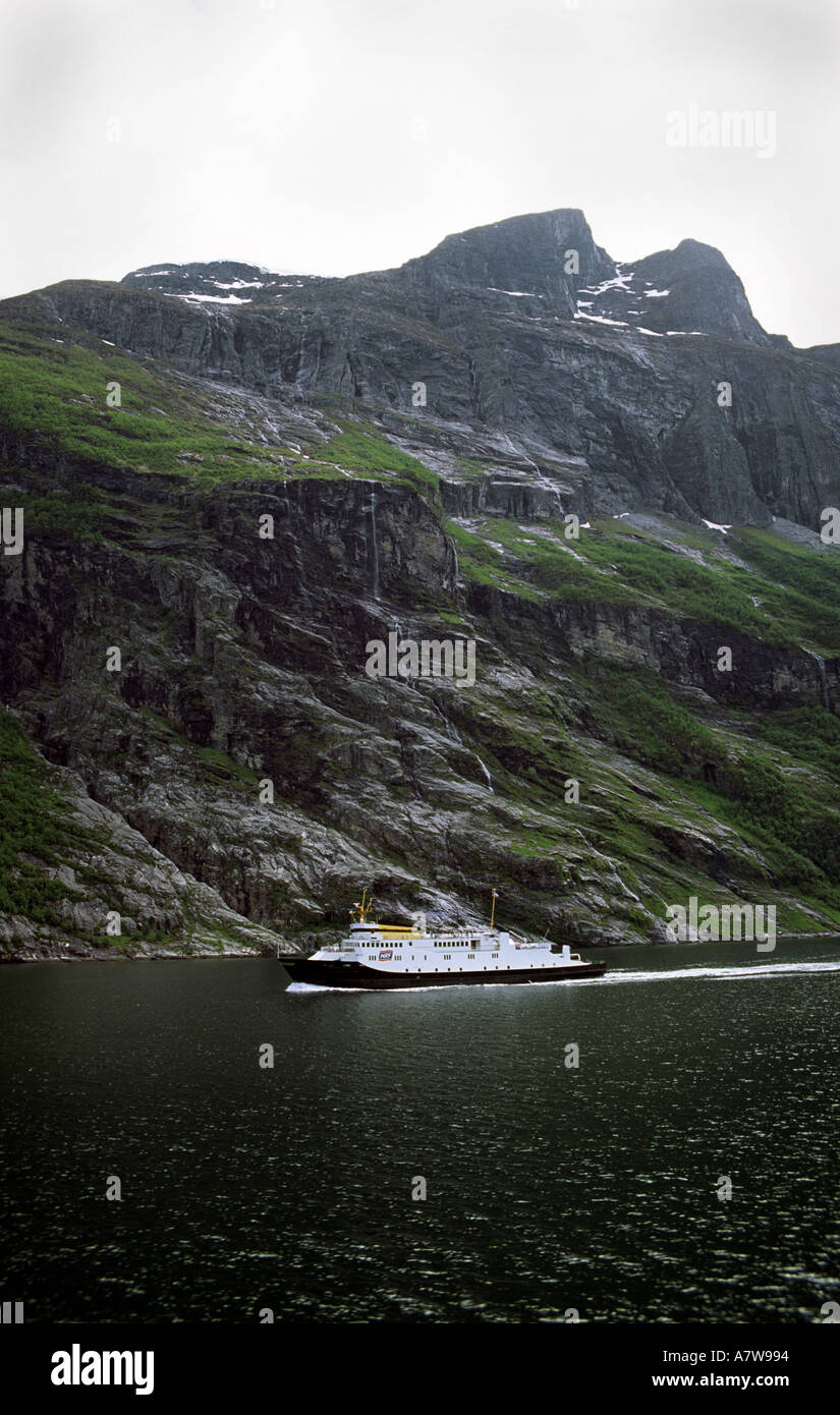 ferry in Geiranger Fjord Norway Stock Photo - Alamy