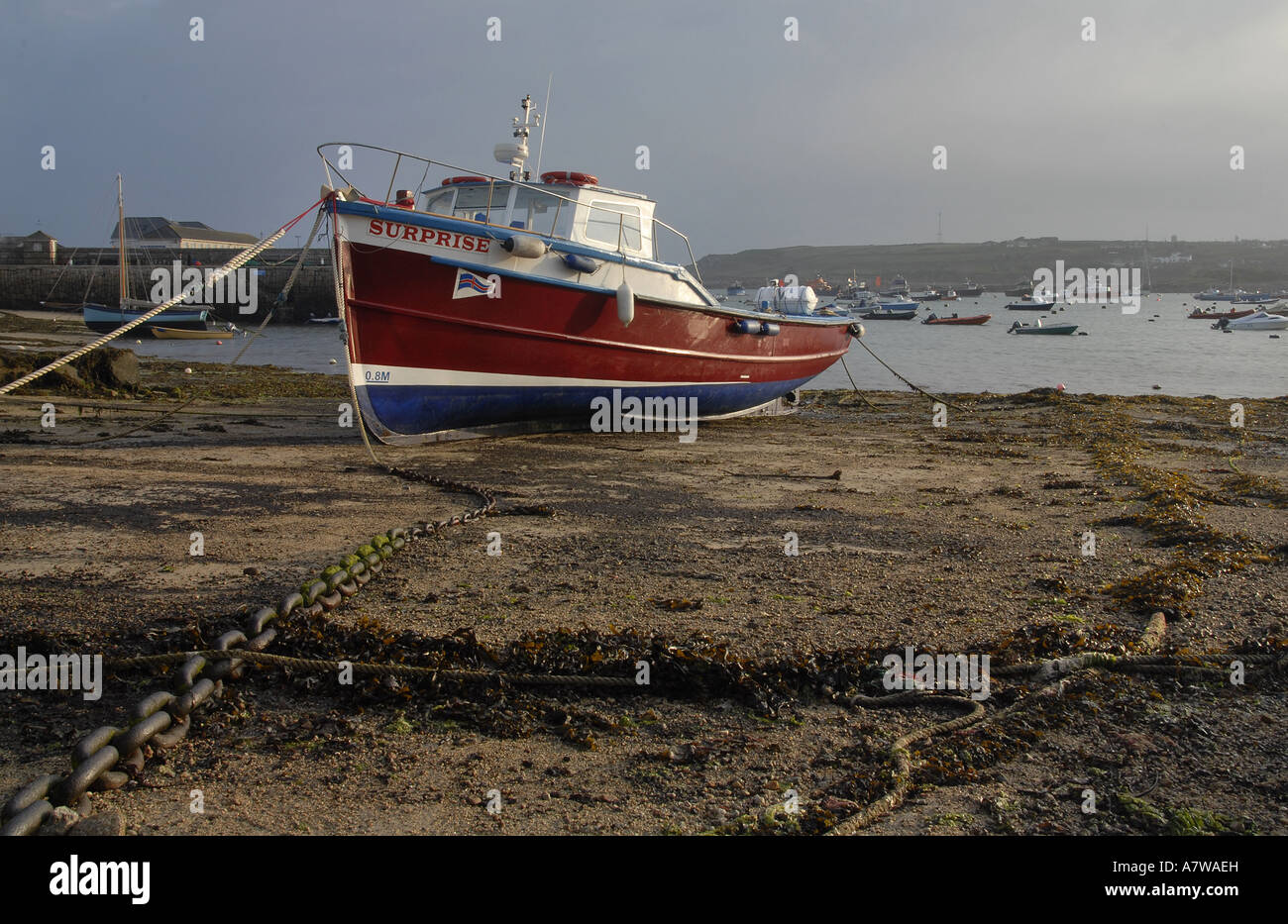 Boat in the harbour, Isles of Scilly, Cornwall, UK Stock Photo - Alamy