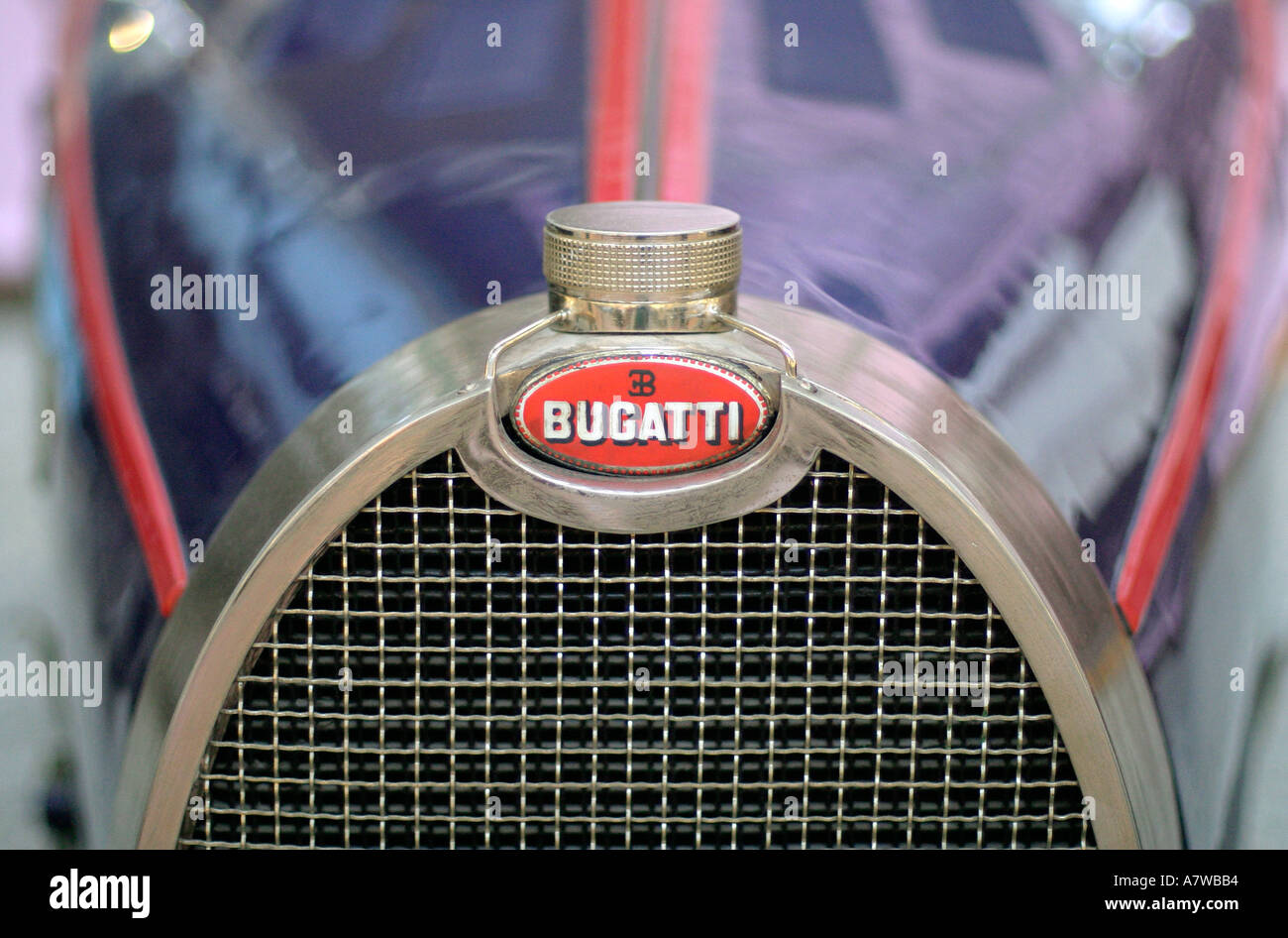 A classic Bugatti car's nameplate and grille Stock Photo - Alamy