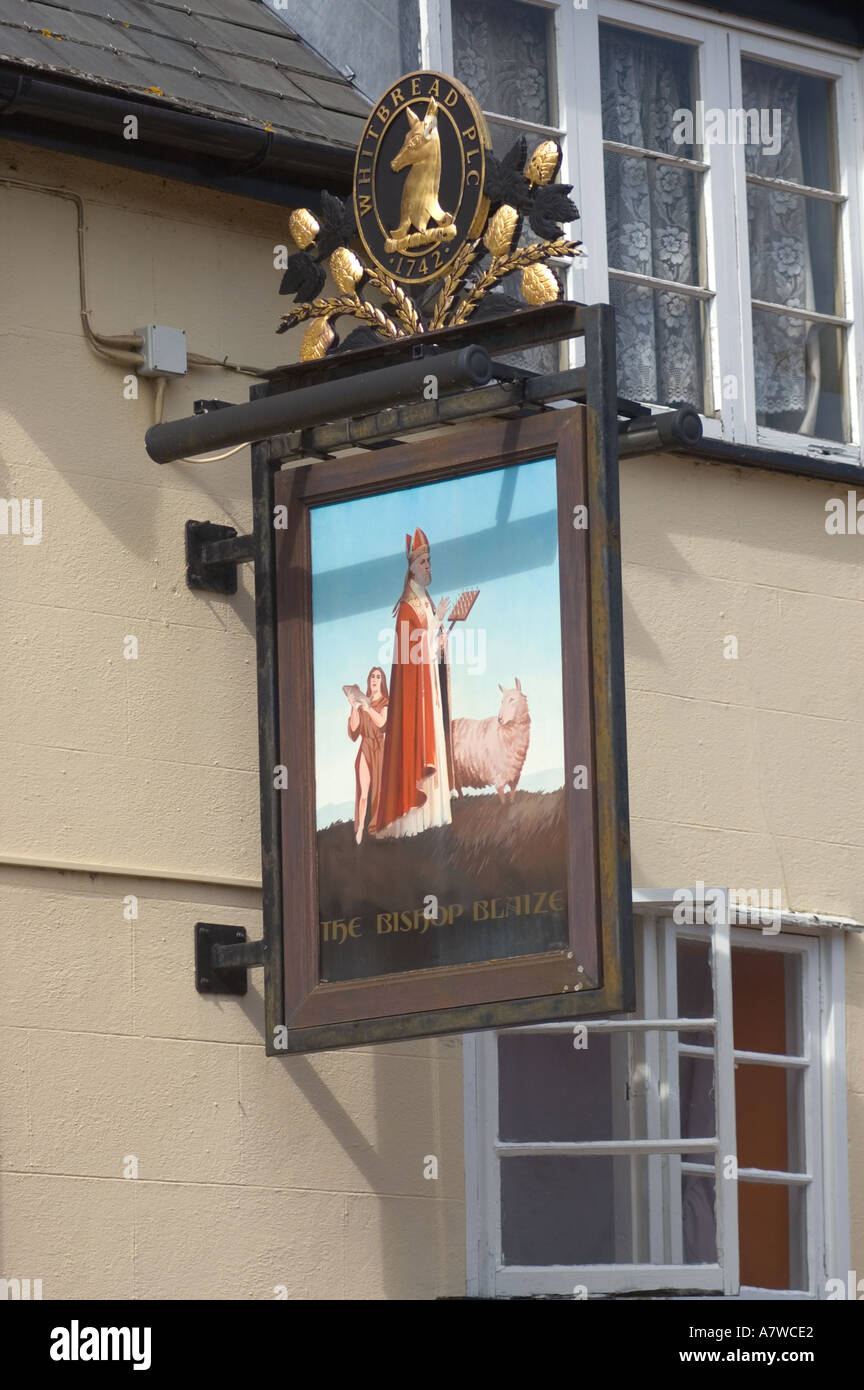 A pub sign hangs from the Bishop Blaize Pub, Exeter, Devon, UK Stock ...
