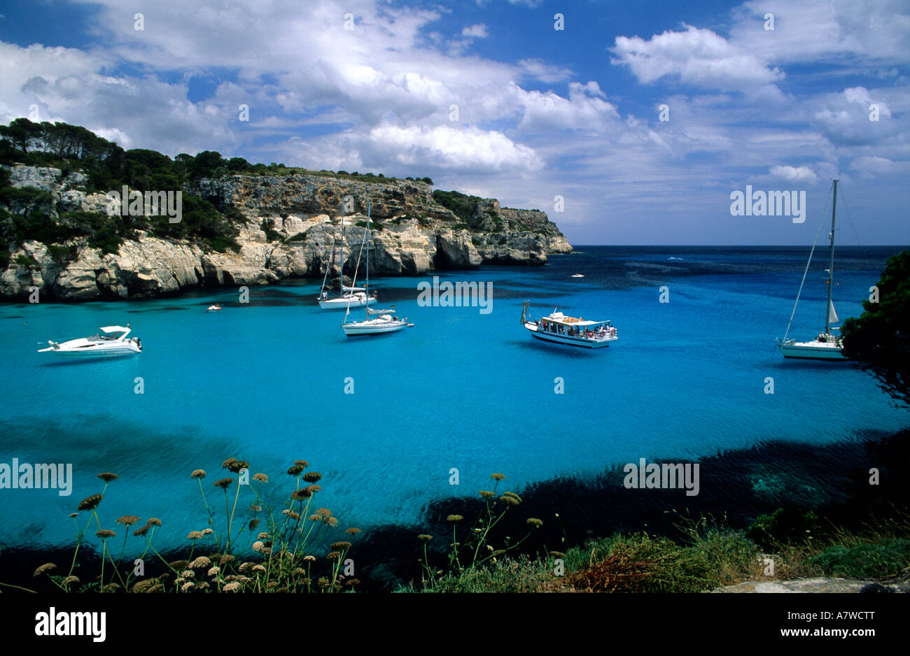 Cala macarella view boats hi-res stock photography and images - Alamy