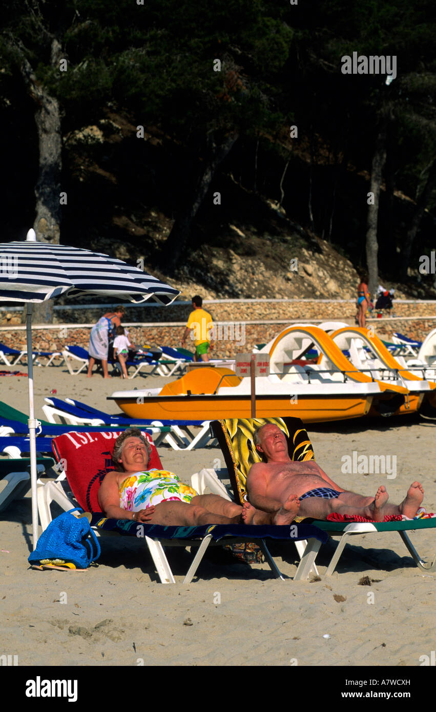 Sunbathing Cala In Menorca Stock Photos & Sunbathing Cala In Menorca ...