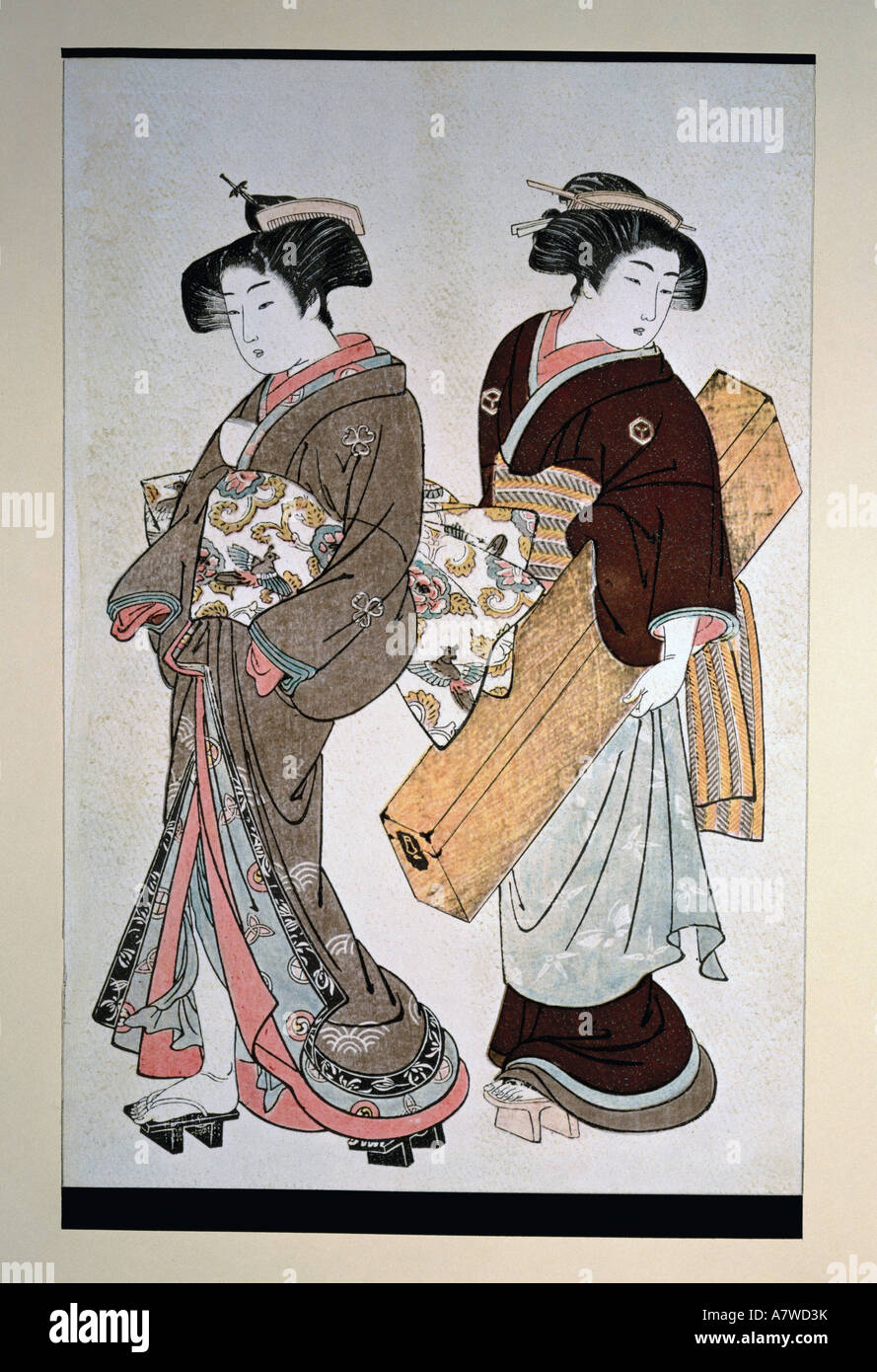 Japan, women, Kitao Shigemasa (1739 - 1820), geisha with servant, 19th ...
