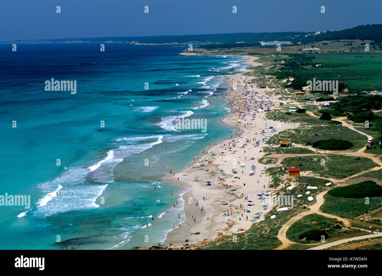 Aerial view of San Bou beach Minorca Balearic islands Spain Stock Photo ...