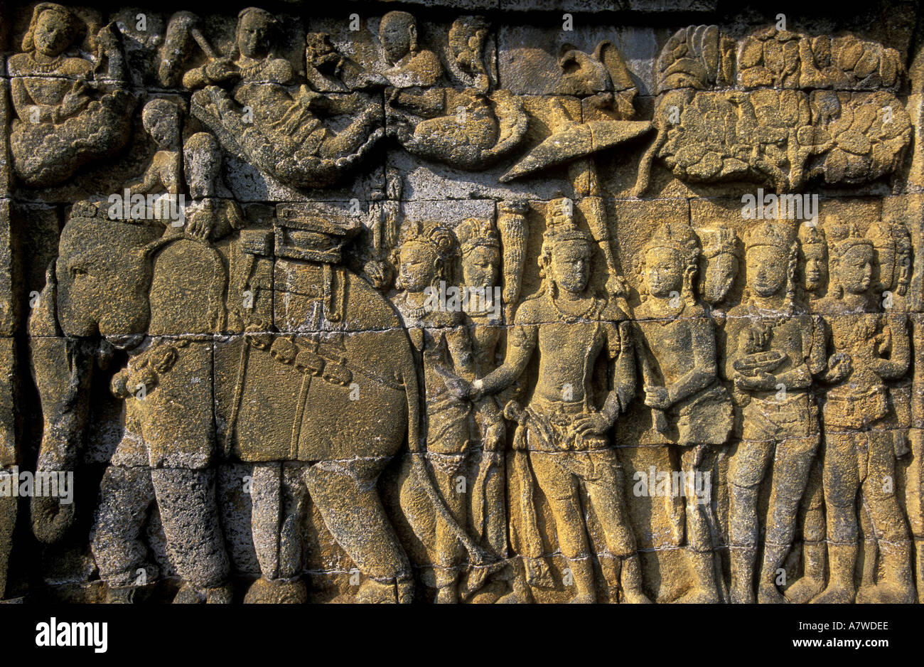Relief from Borobudur temple Java Stock Photo - Alamy