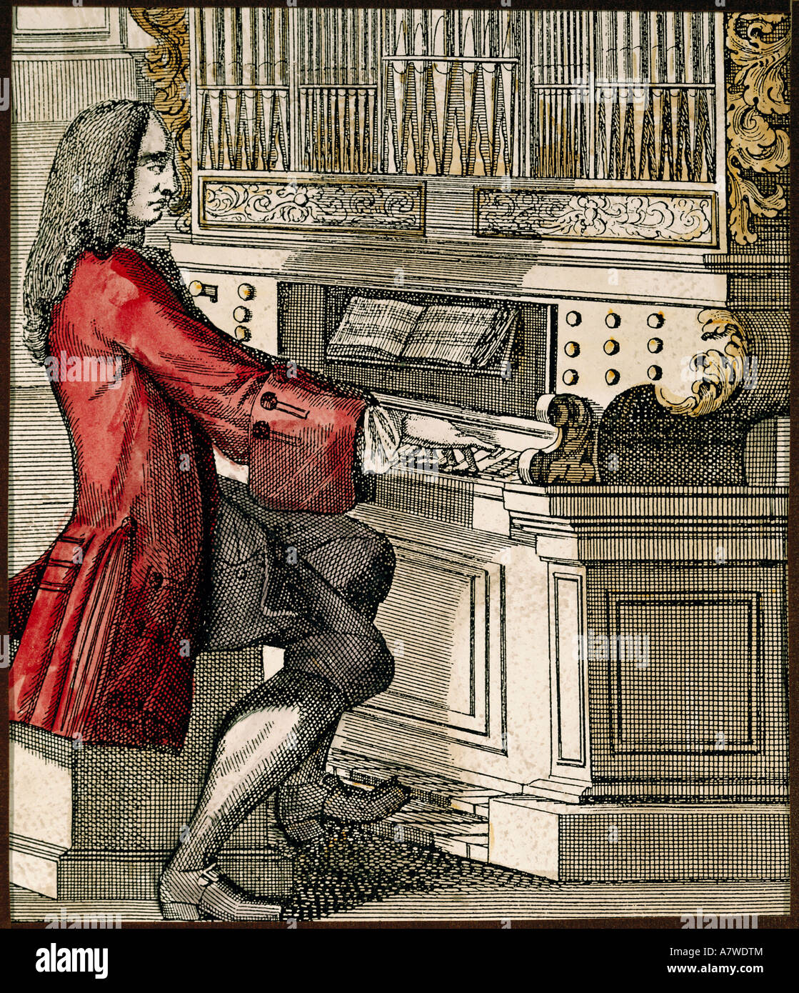 music, musicians, organist at the organ, early 18th century, private ...