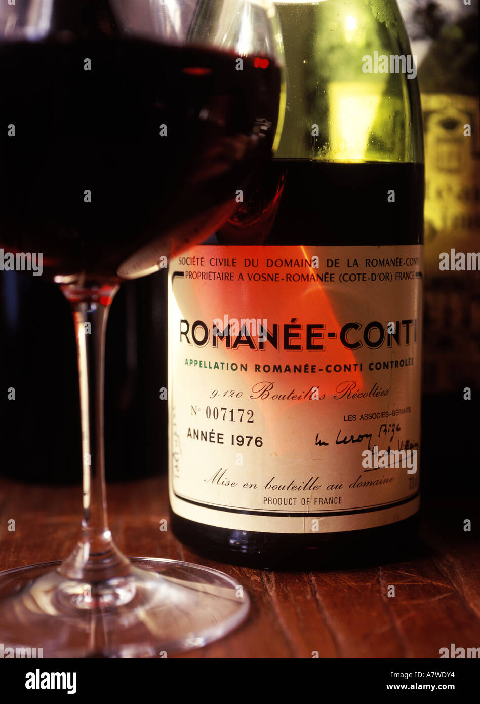 France, Gironde, bottle of Romanee Conti red wine Stock Photo - Alamy