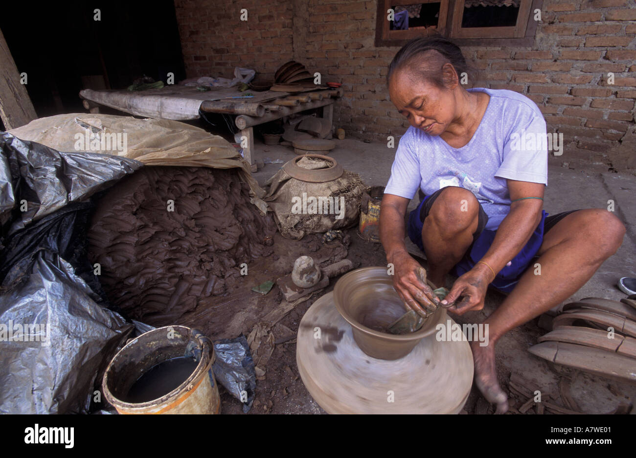 Pottery making woman central Java Indonesia Stock Photo - Alamy