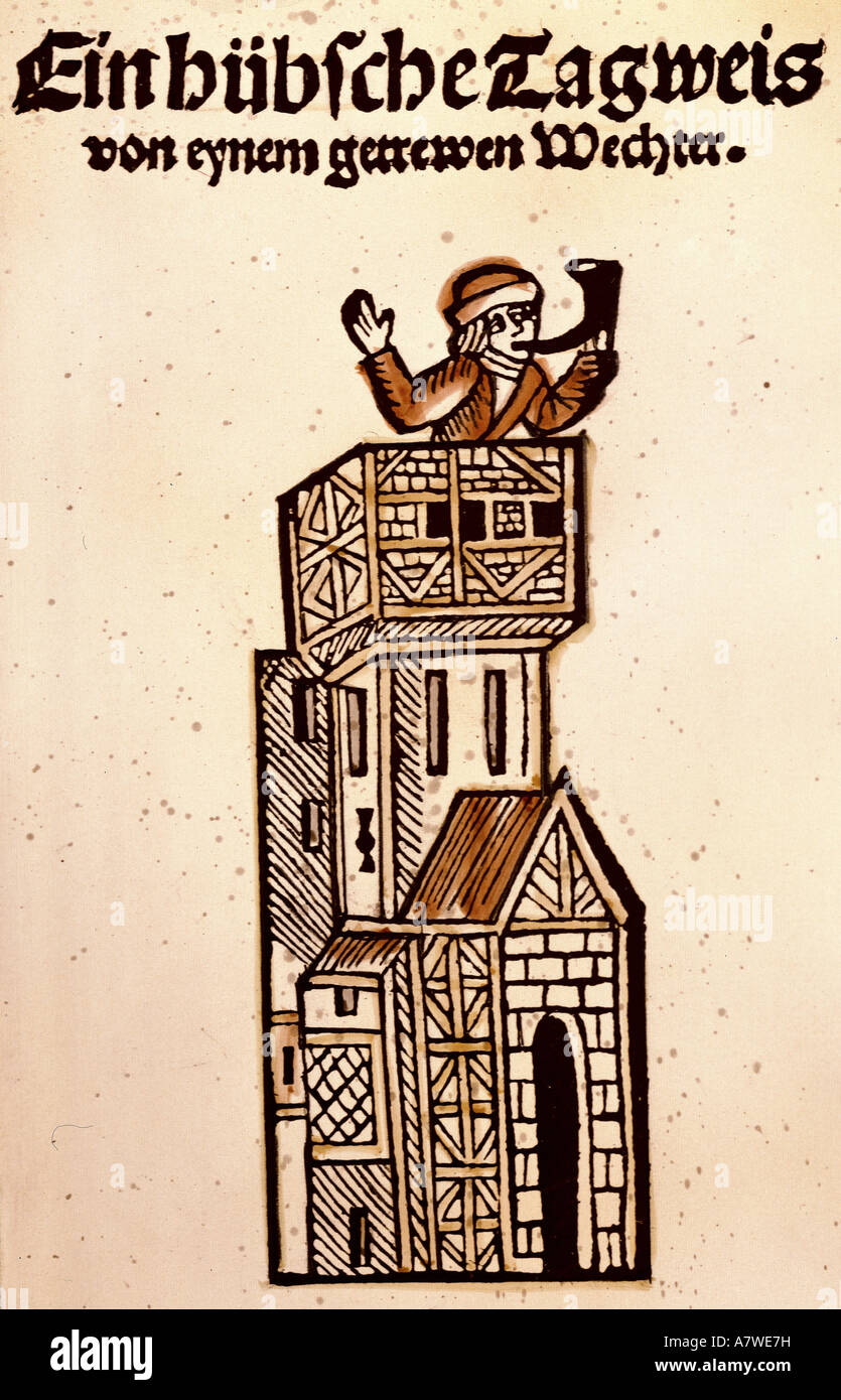 people, professions, watchman on a tower, title of sheet music ...