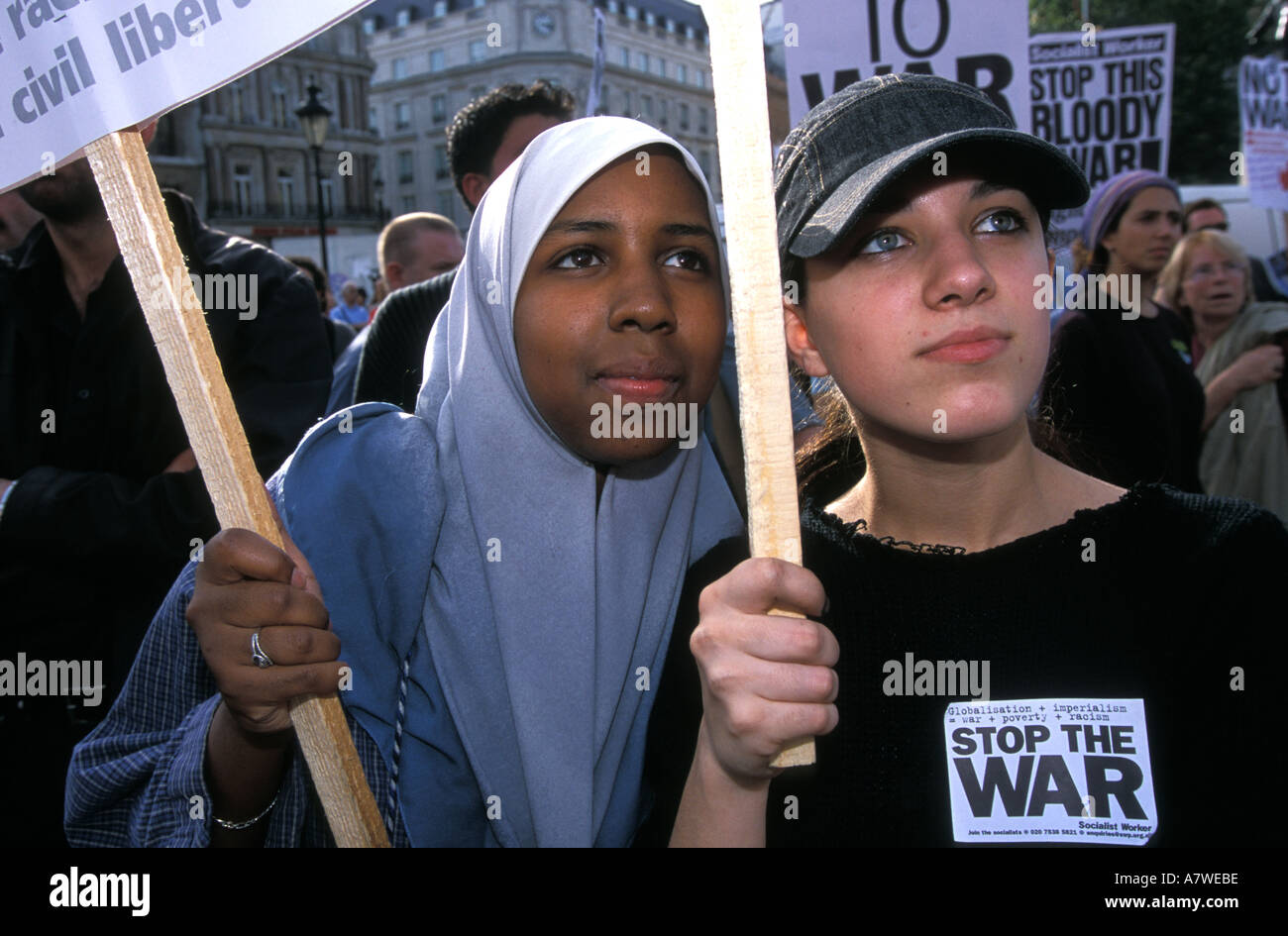 Young women at CND march and rally against the war in Afghanistan ...