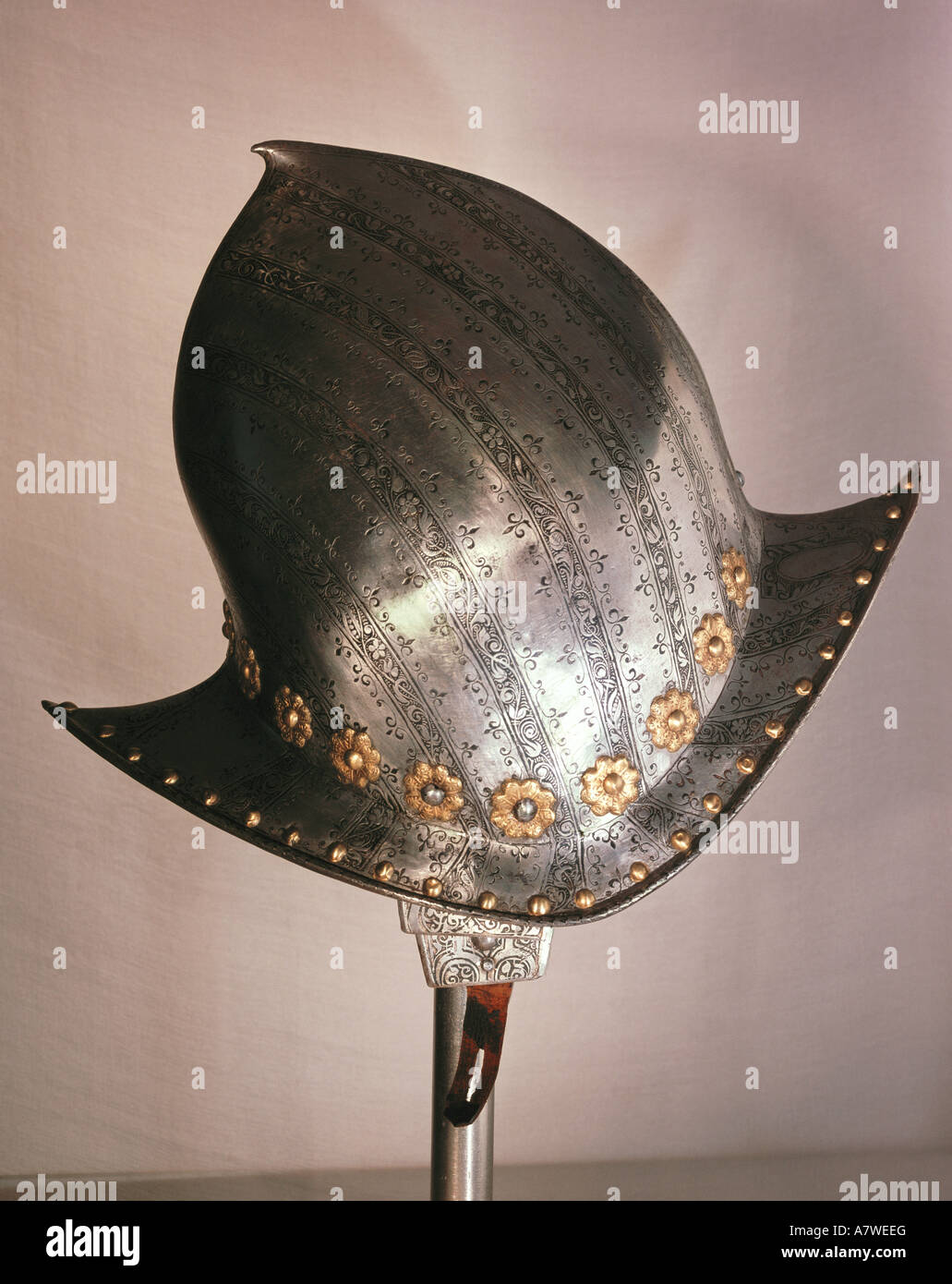 weapons/arms, defensive arms, helmets, bulb morion with etched pattern ...