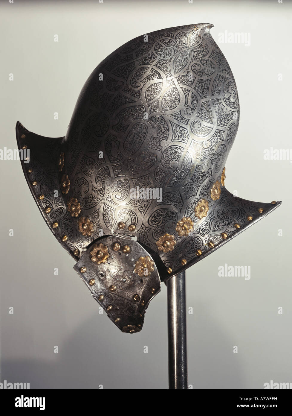 weapons/arms, defensive arms, helmets, bulb morion with etched pattern ...
