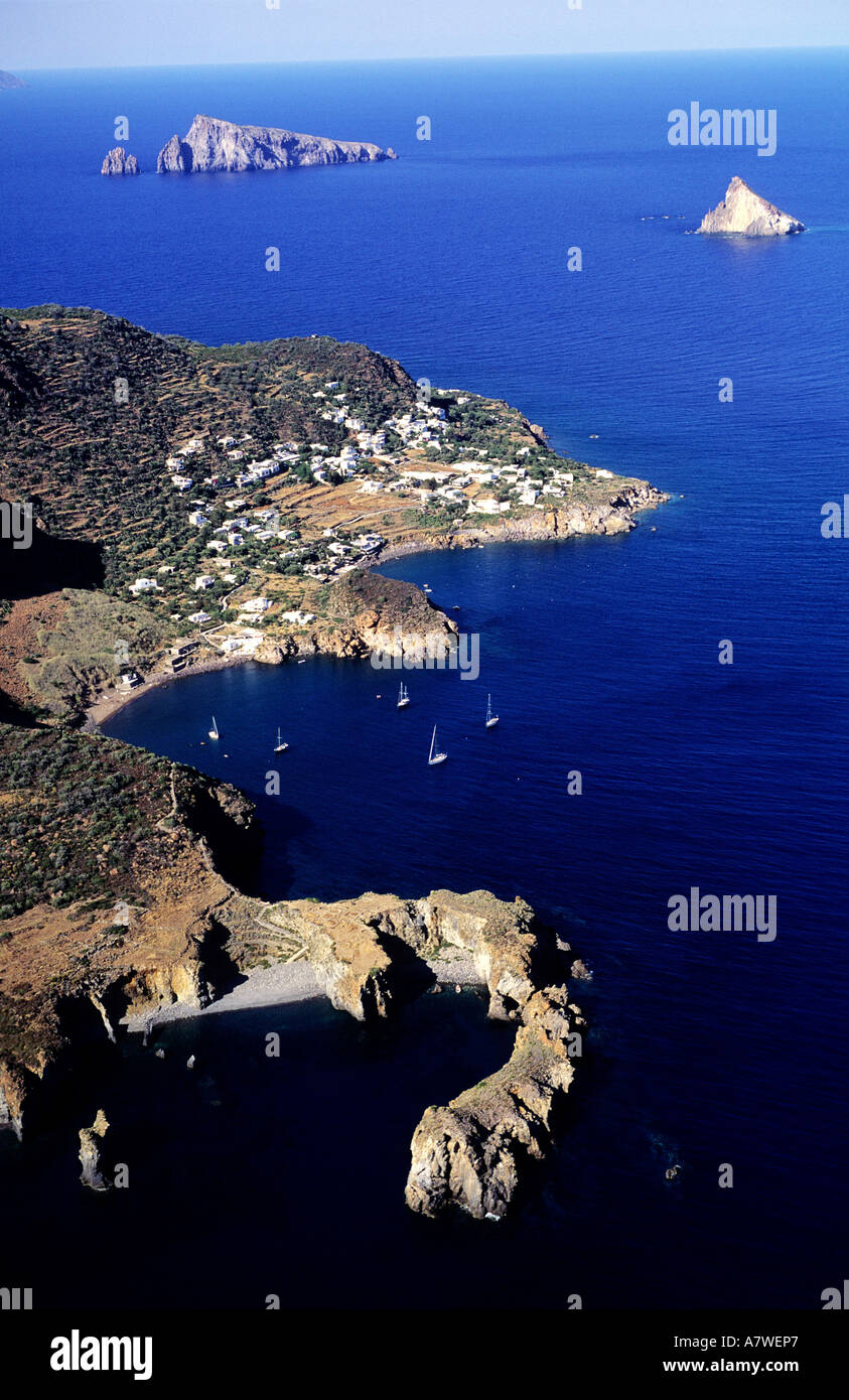 Italy, Sicily, Aeolian islands, Panarea island (aerial view Stock Photo ...