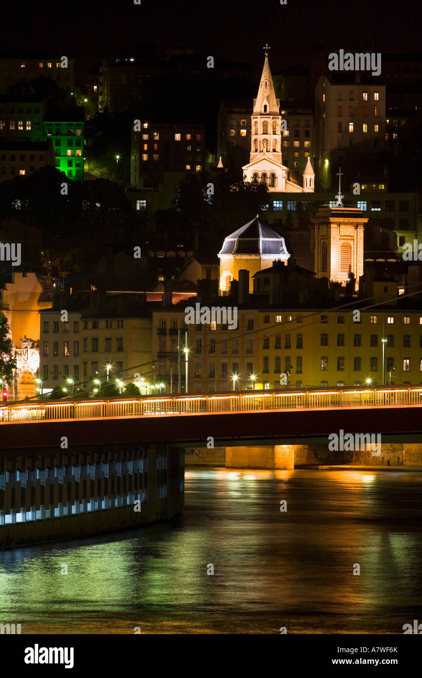 Church of Bon Pasteur and Notre Dame St Vincent River Saone Lyon France ...