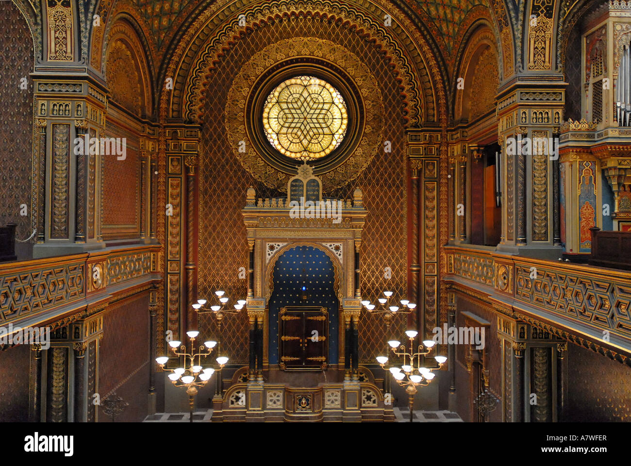 Jewish quarter, spanish synagogue, interior, Prague, Czech Republic ...