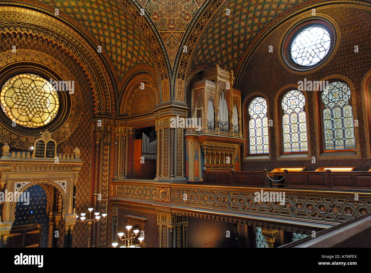 Jewish quarter, spanish synagogue, interior, Prague, Czech Republic ...