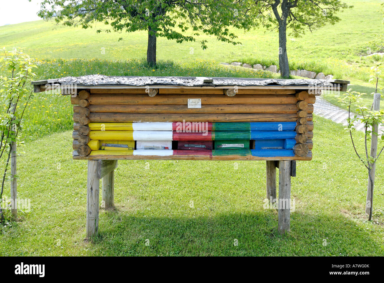 Colored bee house stock Stock Photo - Alamy