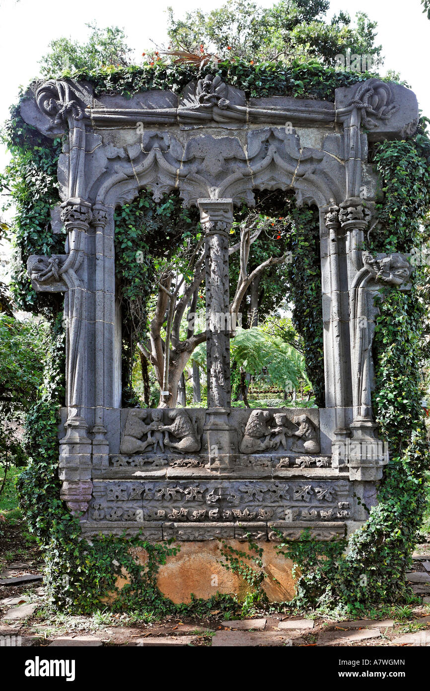 Window frames of the 16 century made of basalt in the manuelinic style ...