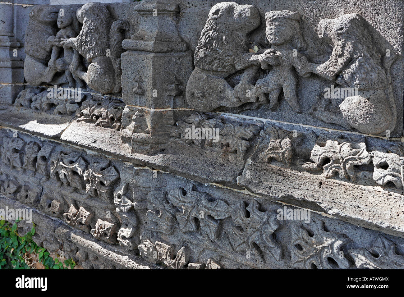 Window frames of the 16 century made of basalt in the manuelinic style ...
