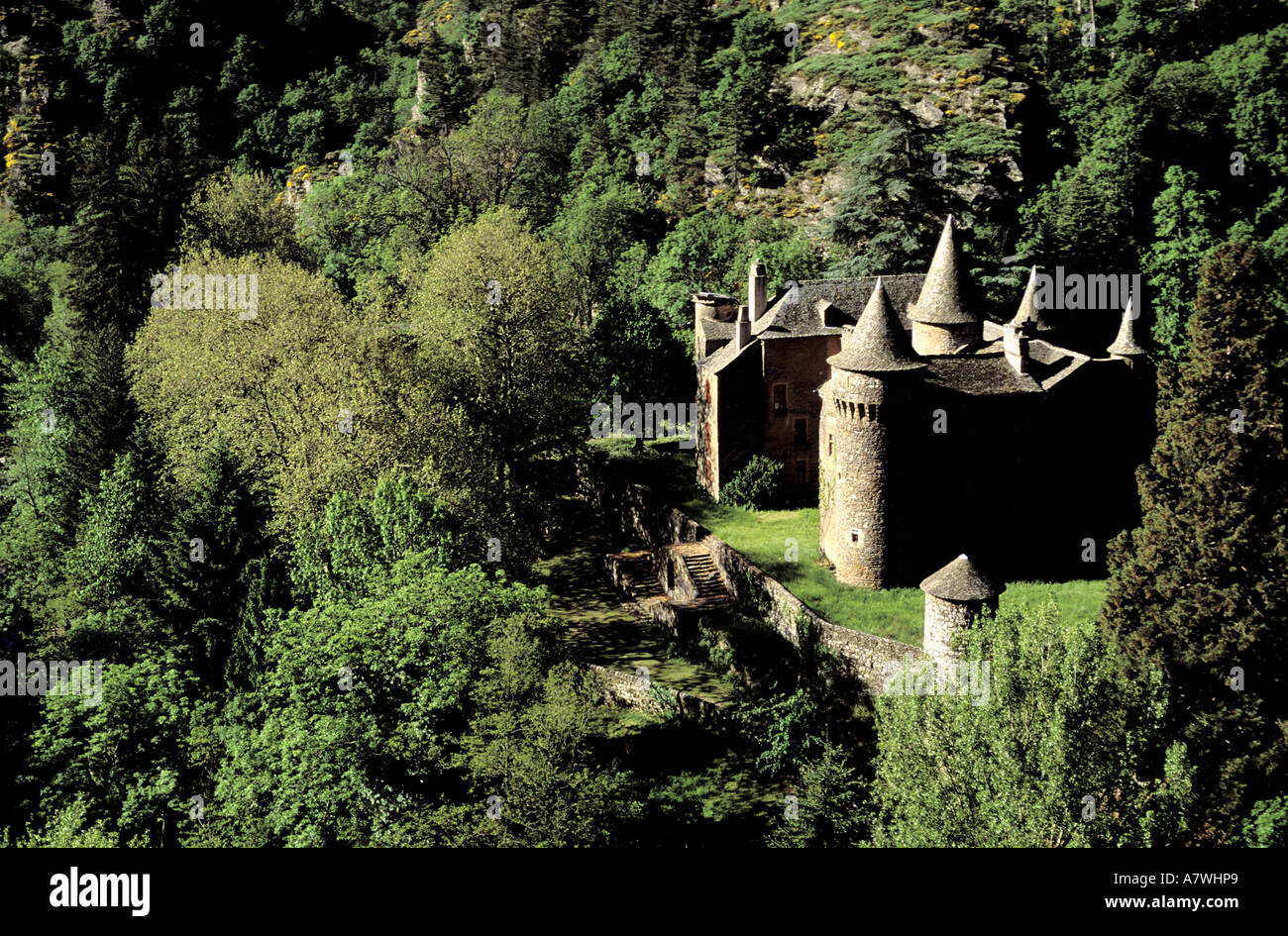 France, Lozere, Villefort region, Champ castle Stock Photo - Alamy