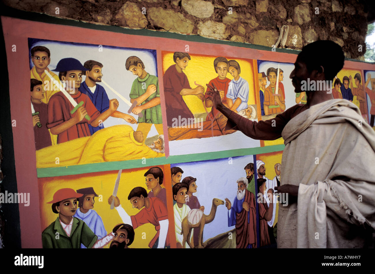 Ethiopia, Gondard's region, Lake Tana, Mandaba monastery, paintings ...