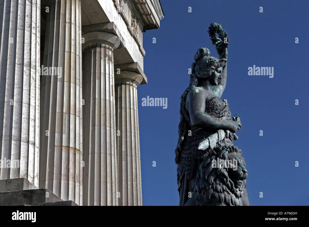 Bavaria statue and Ruhmeshalle, Munich, Upper Bavaria, Bavaria, Germany ...