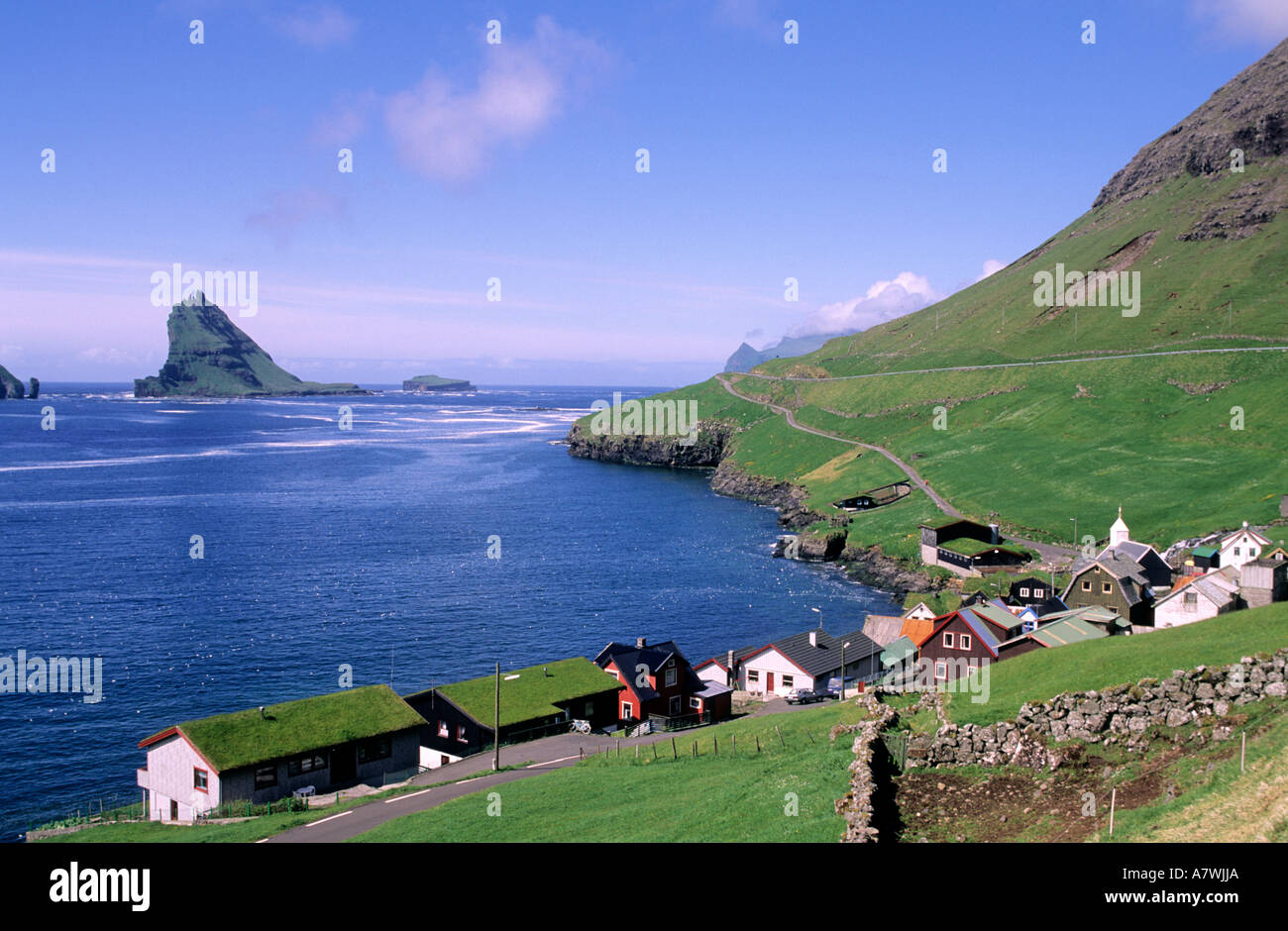 Denmark, Faroe Islands, Vagar Island, Bour village Stock Photo - Alamy