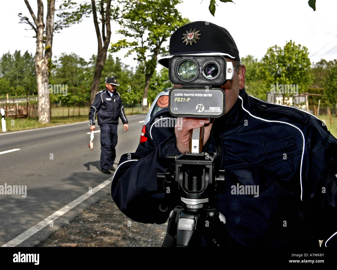 Police control with laser pistols Stock Photo - Alamy