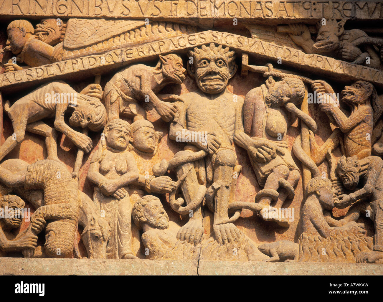 Tympanum of Church of Saint Foy Conques Aveyron France Stock Photo - Alamy