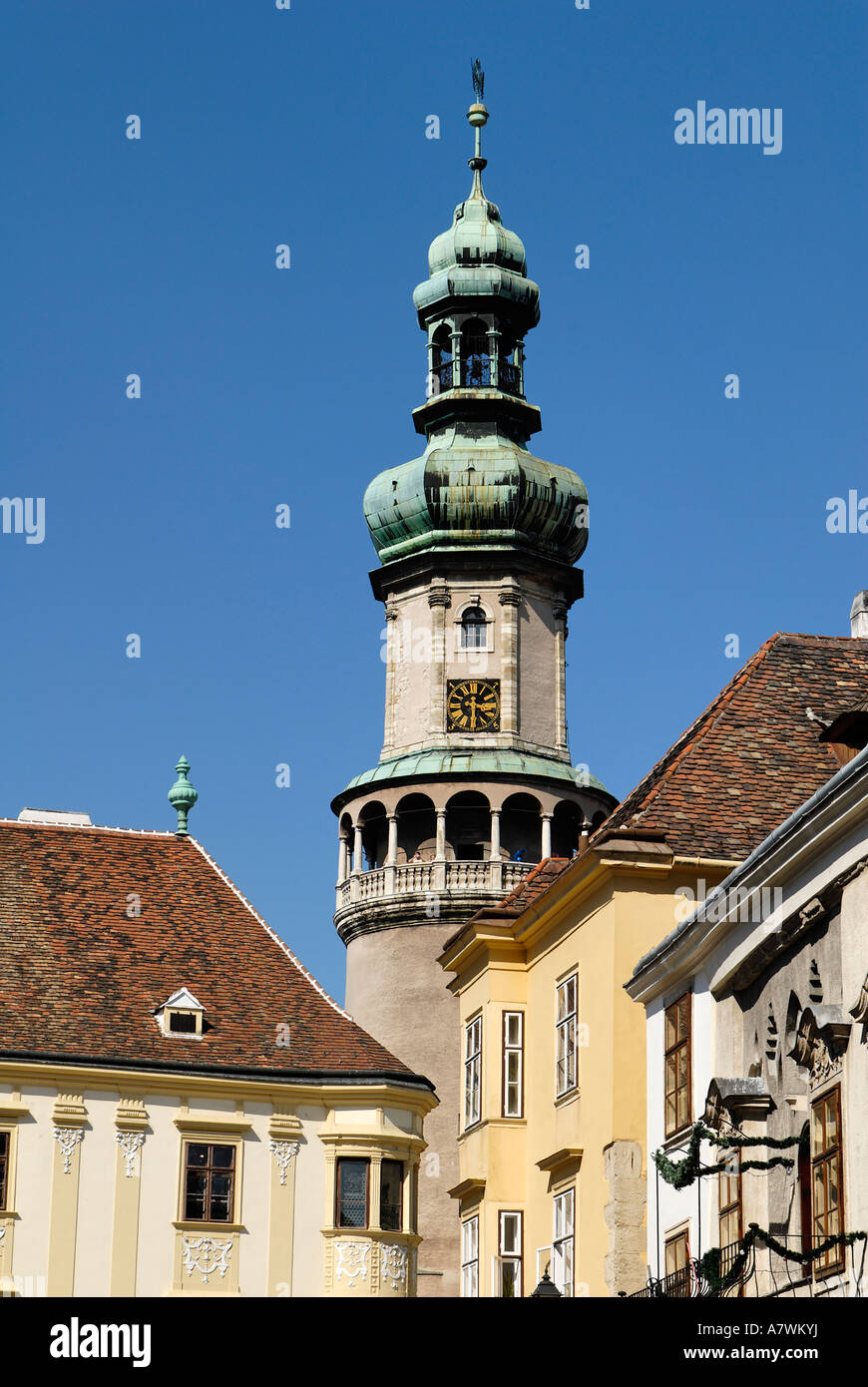 Fire tower, historic old town of Sopron, Hungaria Stock Photo - Alamy