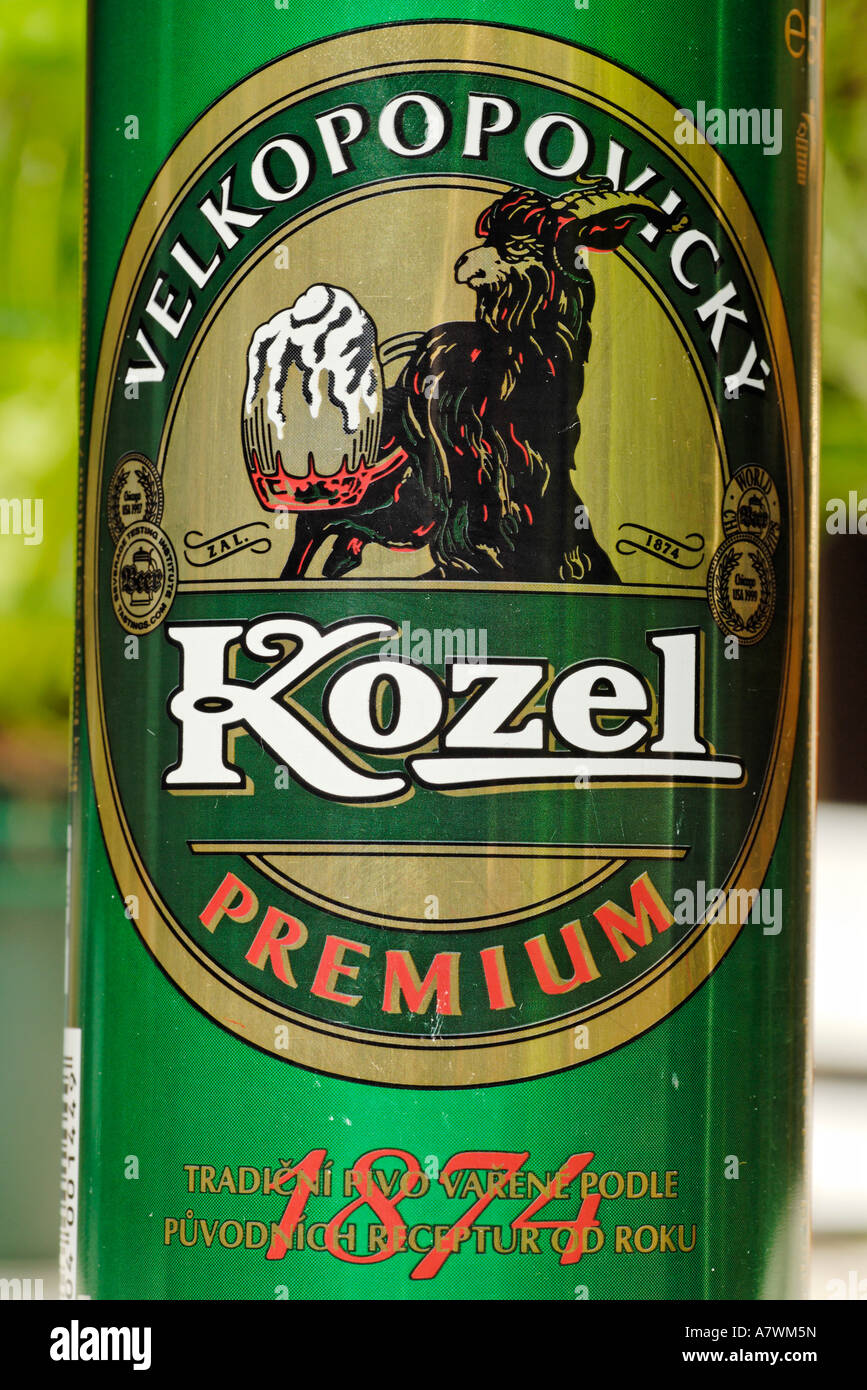 Czech beer can, Kozel beer from the Czech Republic Stock Photo - Alamy