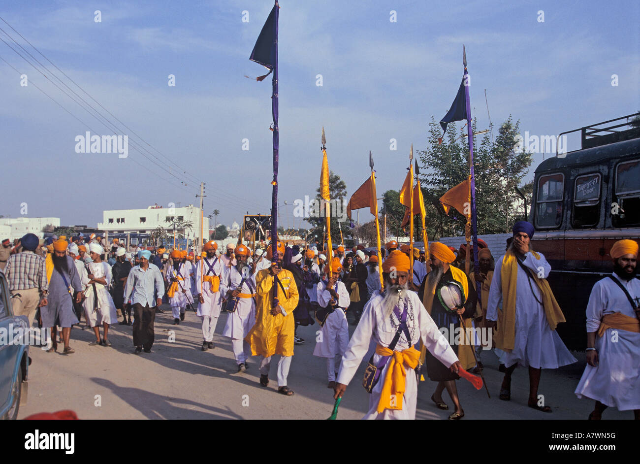Procession of Akali-Nihang, during the festivities of the 300year ...