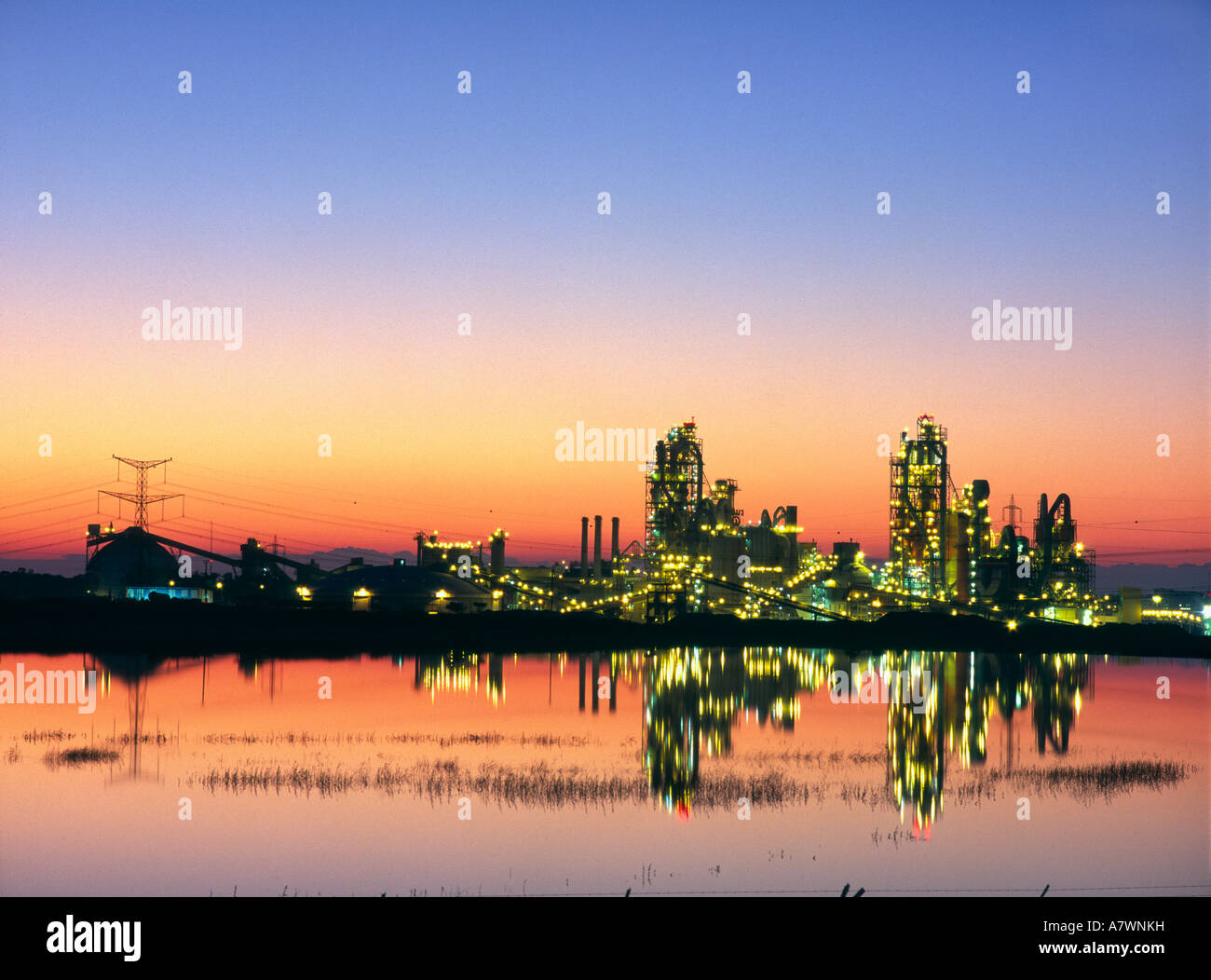 Israel Ashfela region Ramla Nesher cement factory large view at dusk ...
