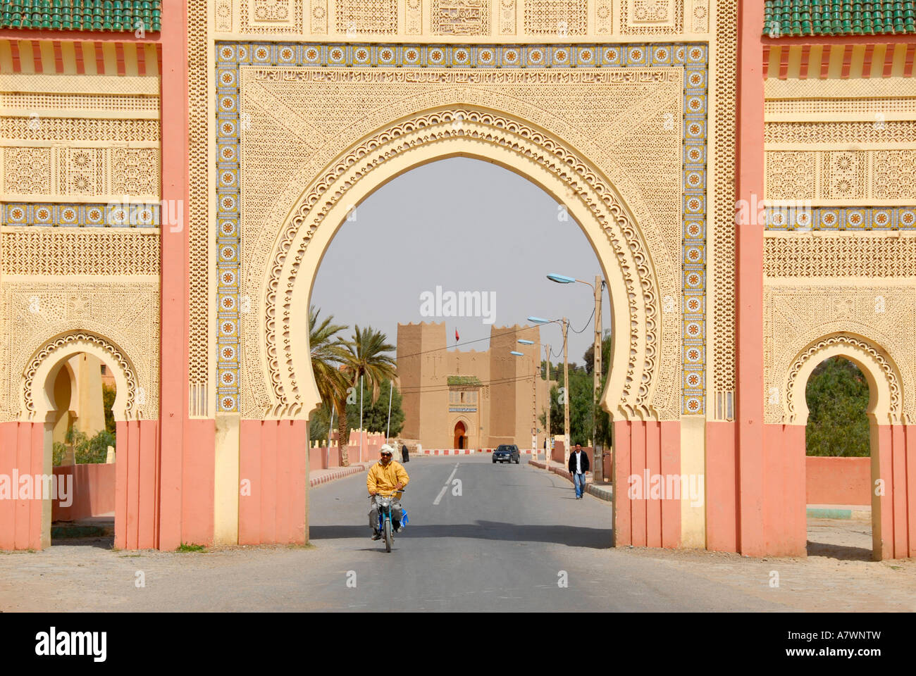 Modern oriental city gate of Rissani Morocco Stock Photo - Alamy