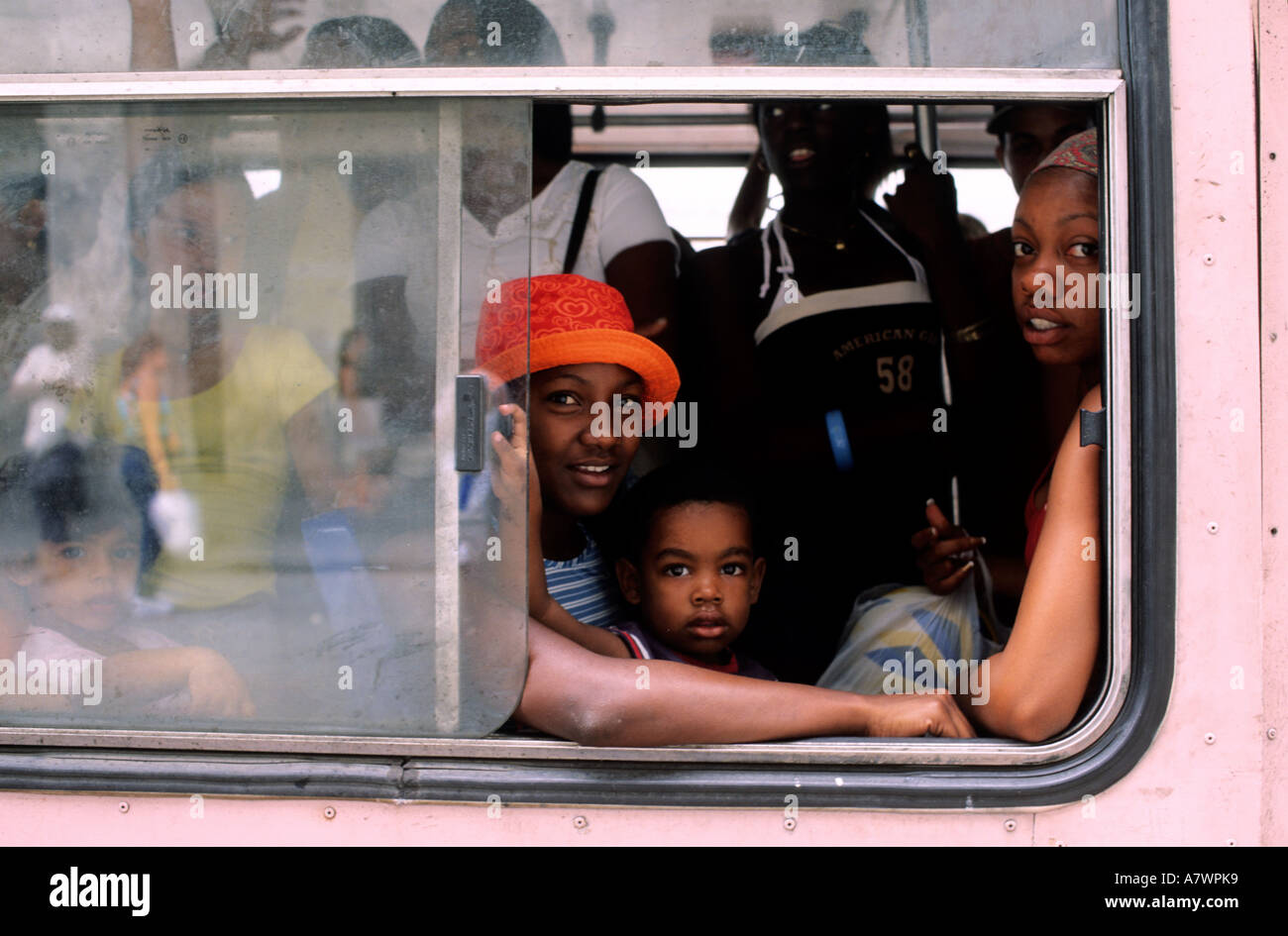 Cuba, Havana, area Centro Havana inside the truck-bus the camel Stock ...