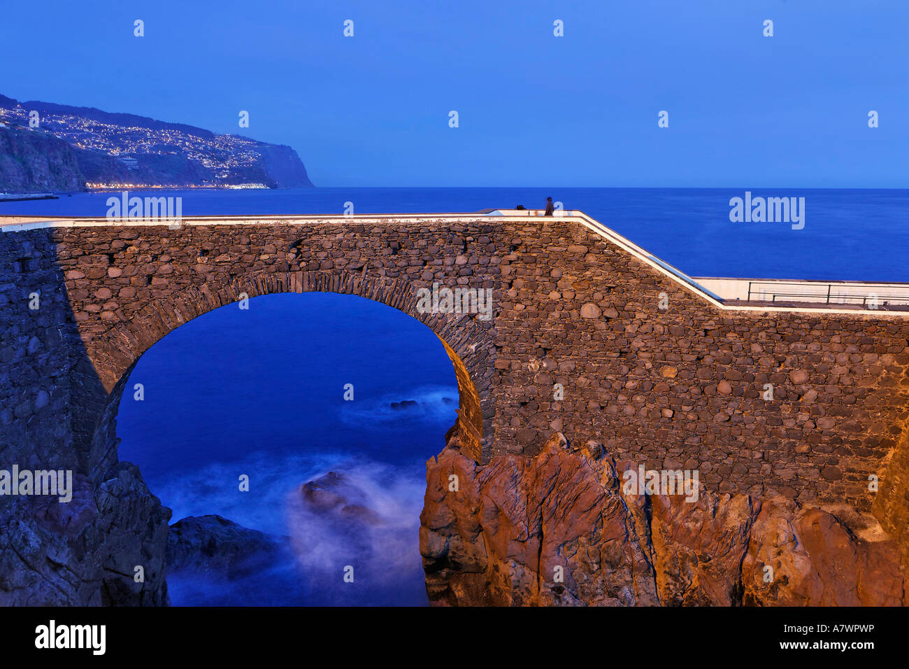Old stone bridge over the sea, Ponta do Sol, Madeira, Portugal Stock ...