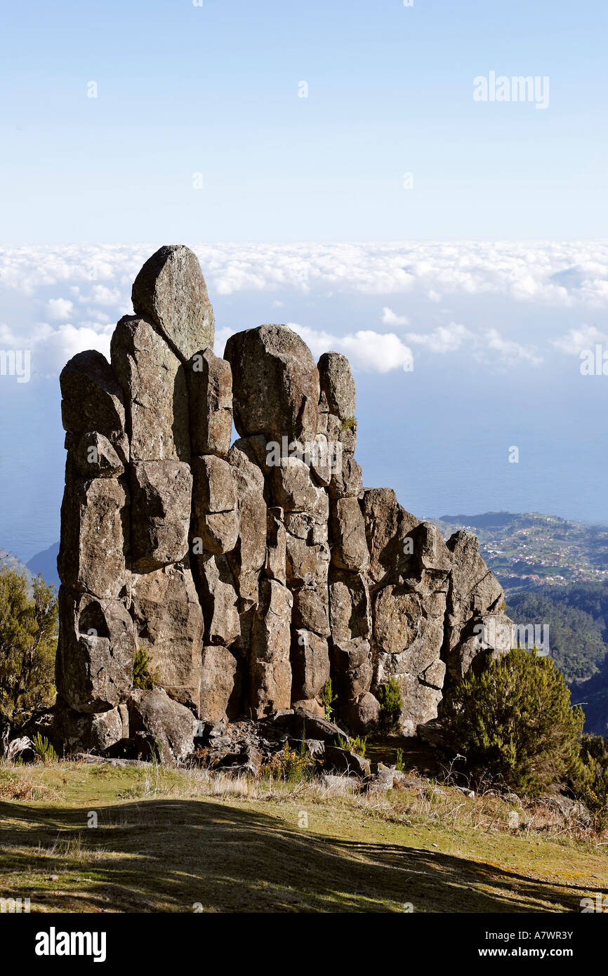 Rock formation called Homem em Pe (stony human) on the Achada do ...