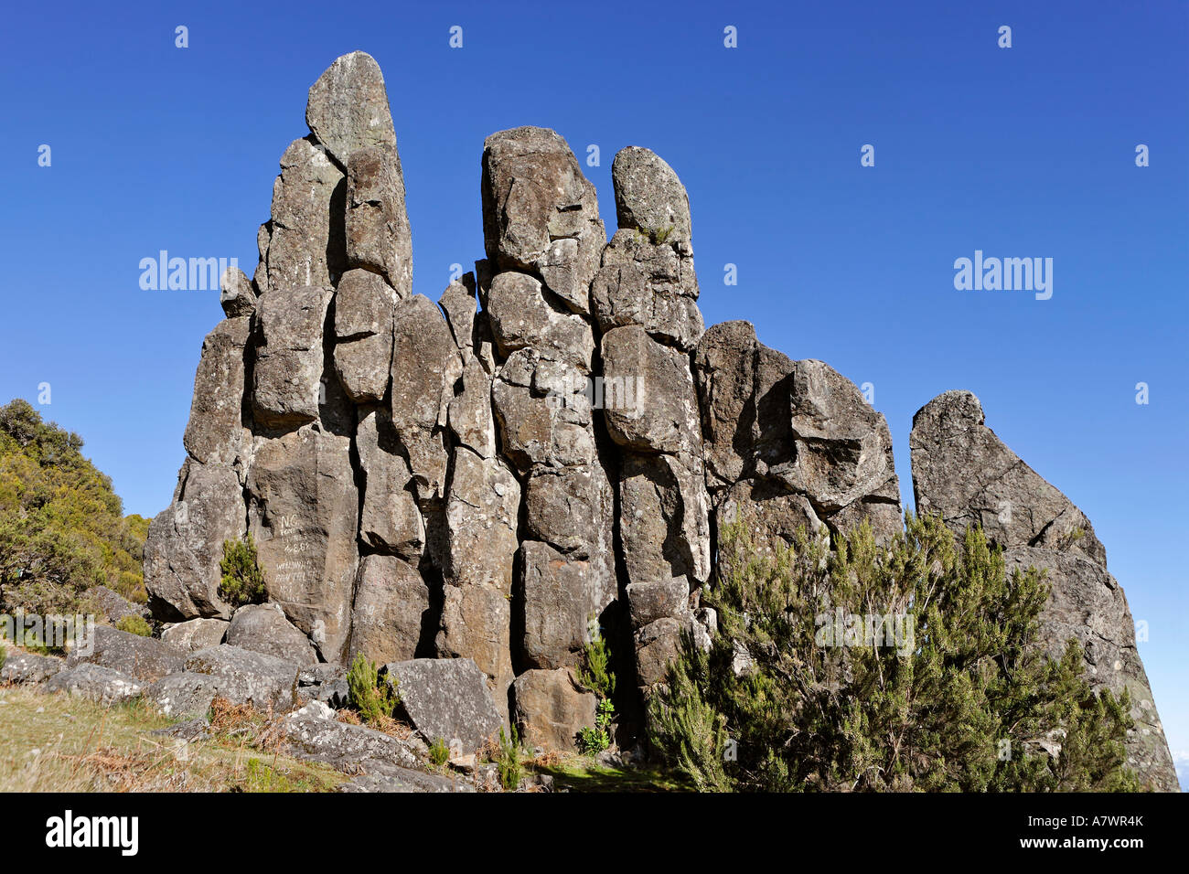 Rock formation called Homem em Pe (stony human) on the Achada do ...