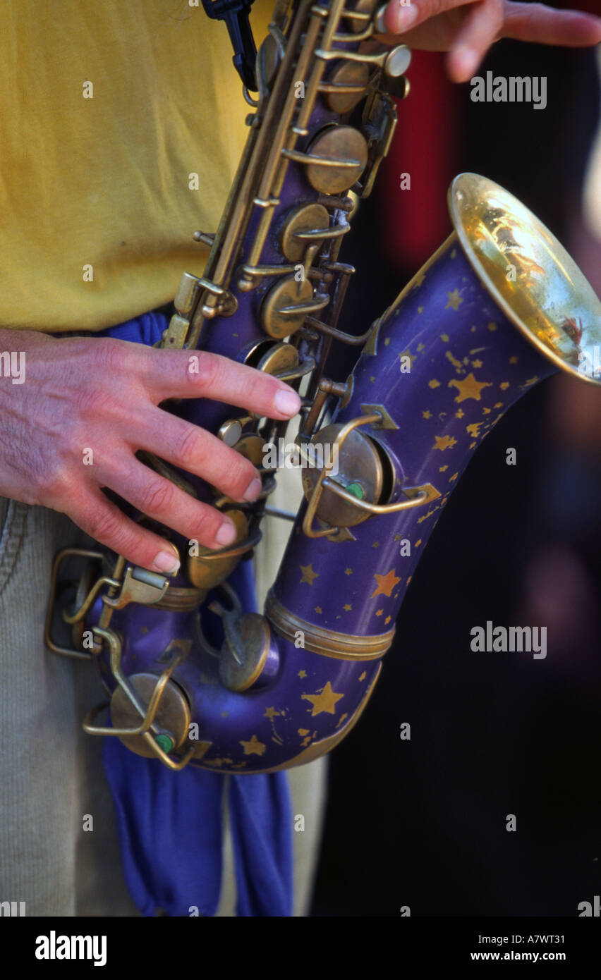 Man playing trumpet in a outdoor free concert at Mont Royal park in ...