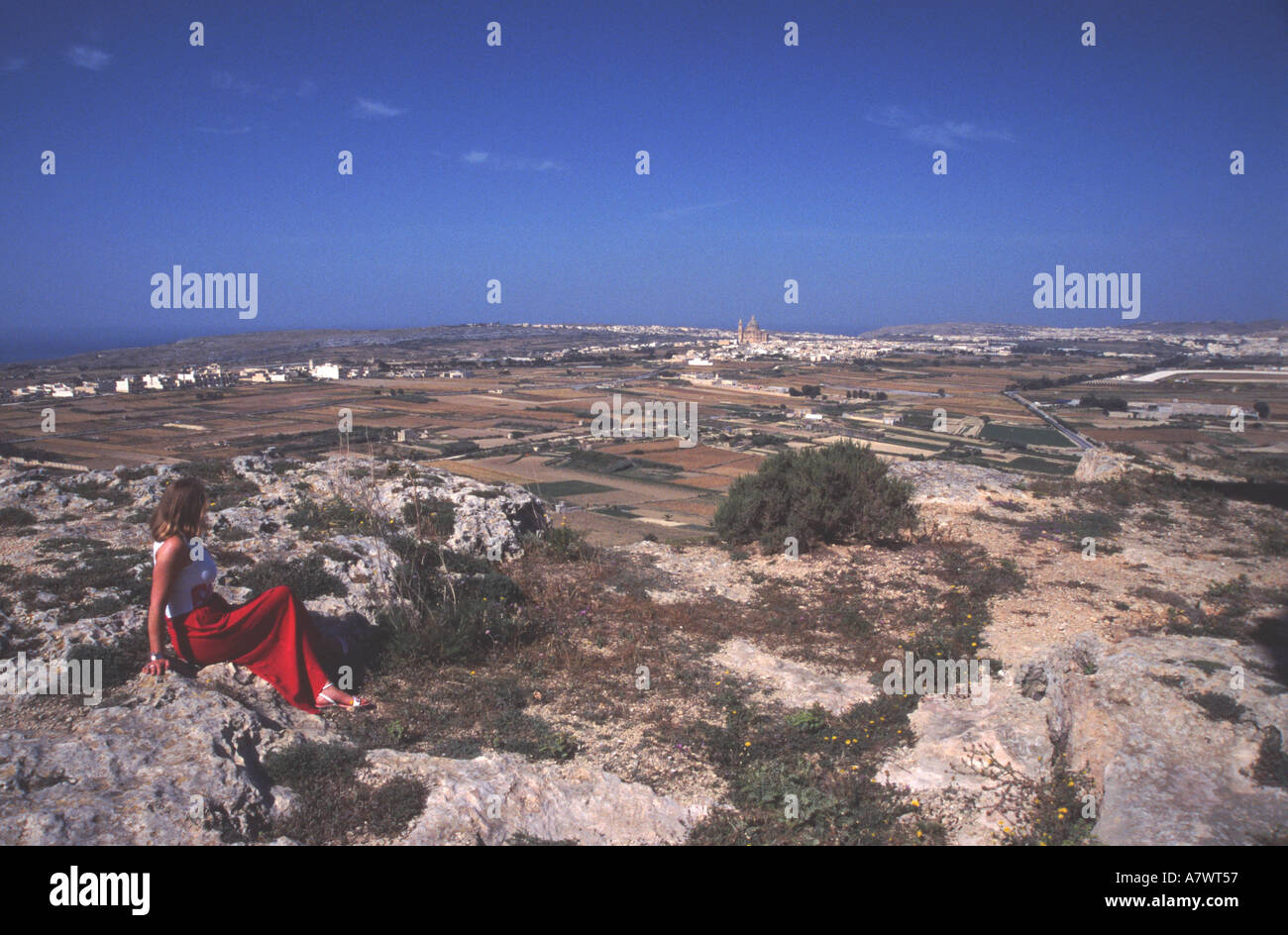 MALTA A view over Gozo from the hilltop town of Nadur. 2005 Stock Photo ...