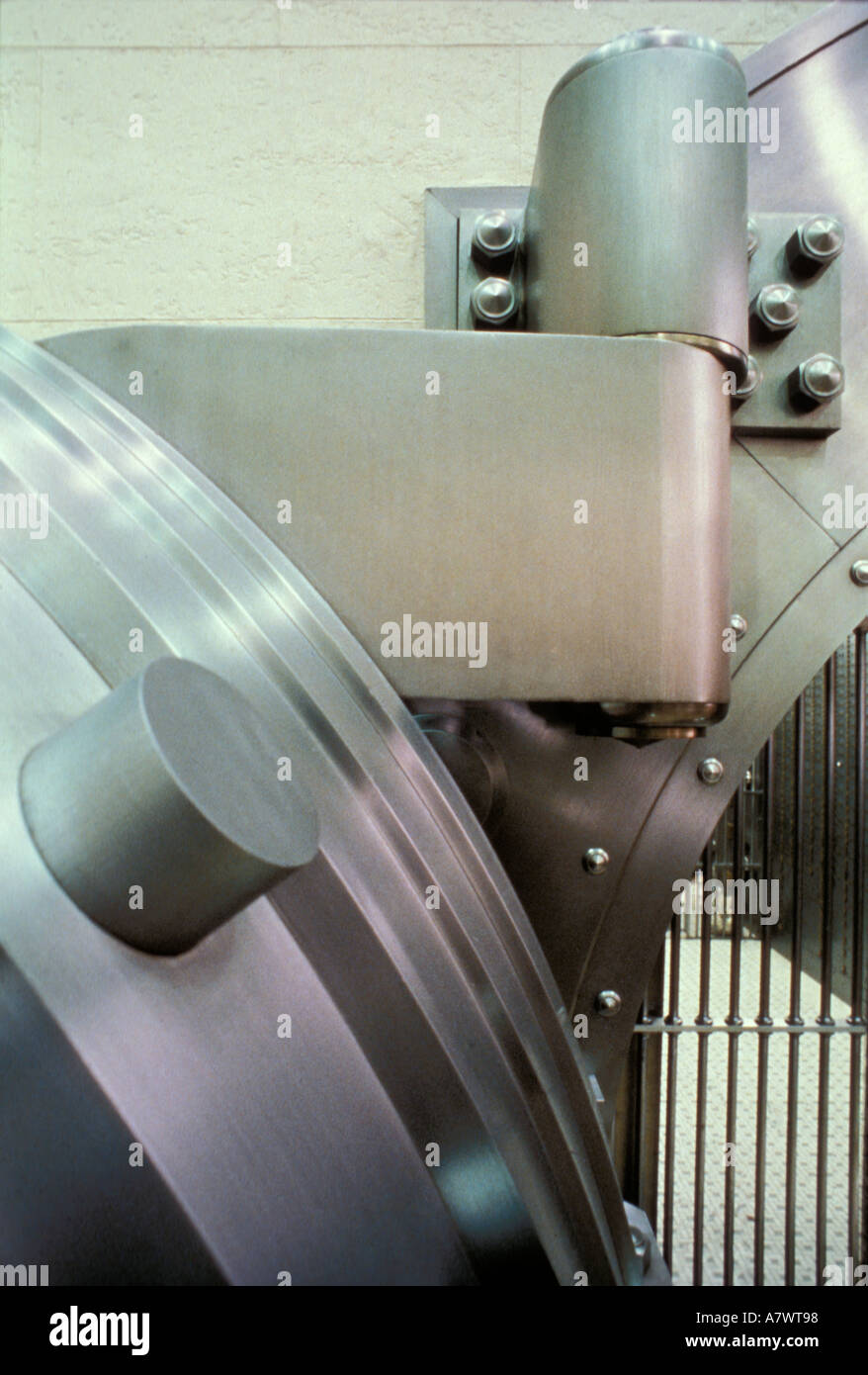 detail of large walk in bank vault, copy space Stock Photo - Alamy