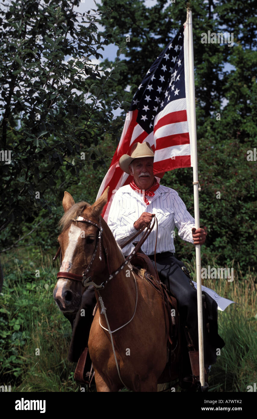 Cowboy american flag horse horseback hi-res stock photography and ...