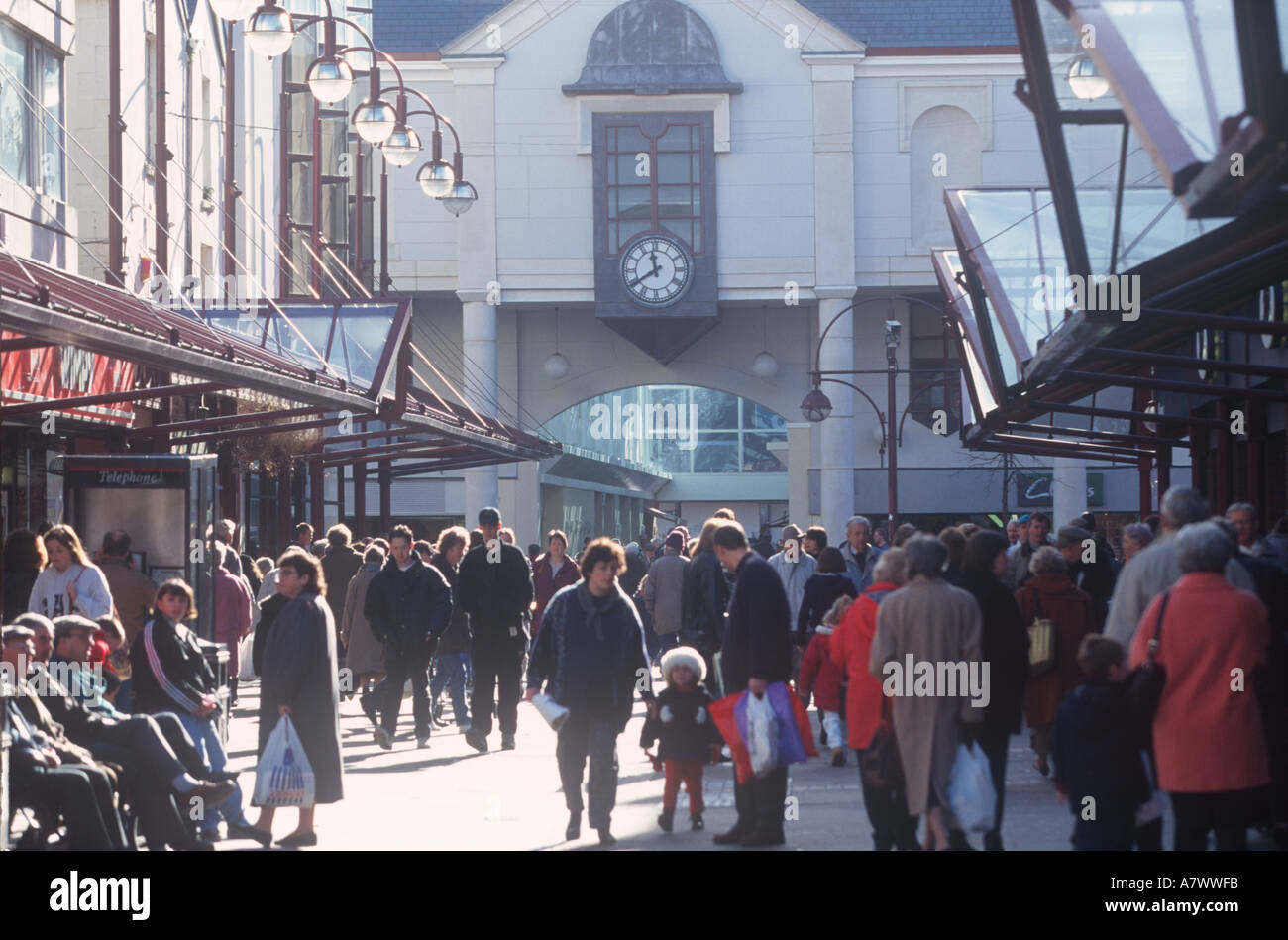 People and Buildings Llanelli Town Centre Carmarthenshire West Wales ...