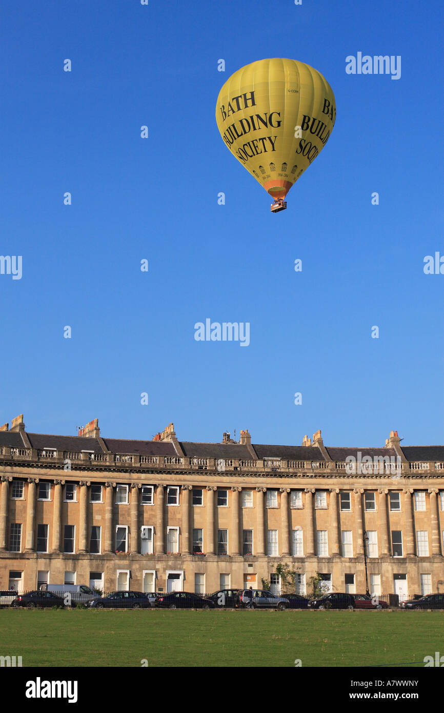 Bath England hot air balloon floating over the Royal Crescent in Bath ...