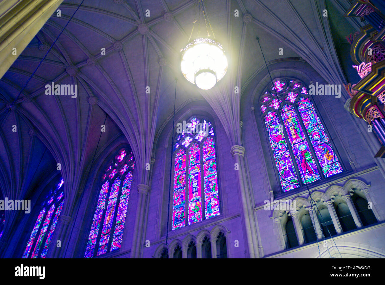 NORTH CAROLINA DURHAM Stained glass windows in the Duke University ...