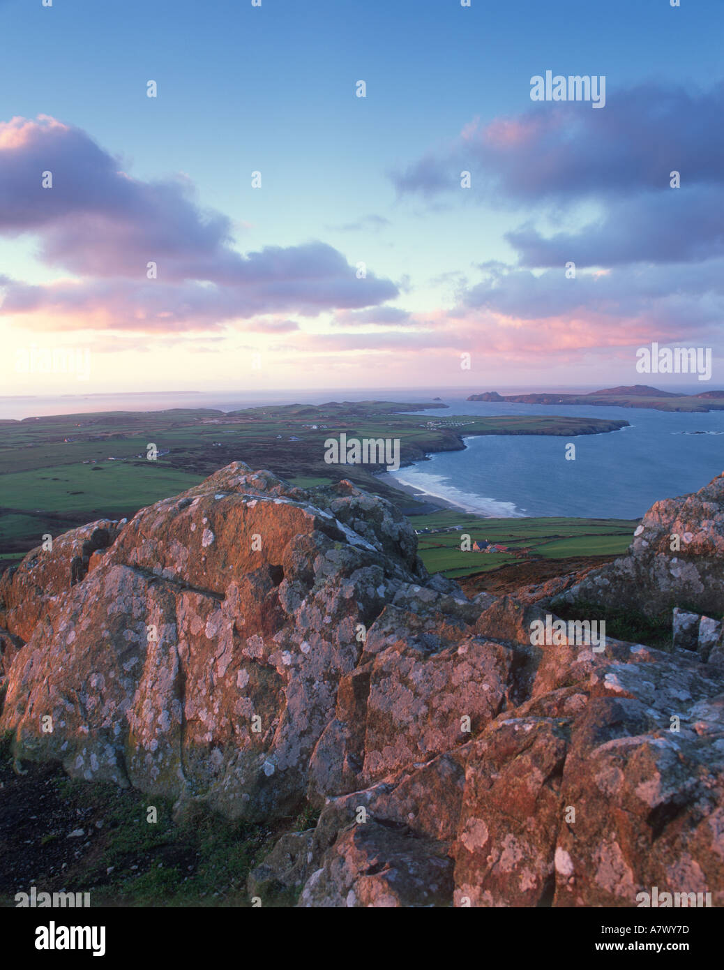 Carn Llidi looking towards Ramsey Island Pembrokeshire Coast West Wales ...