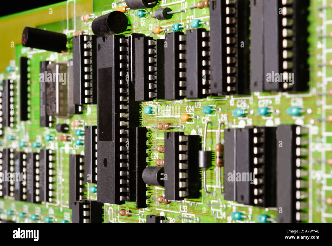 Computer serial interface circuit board oblique view closeup Selective ...