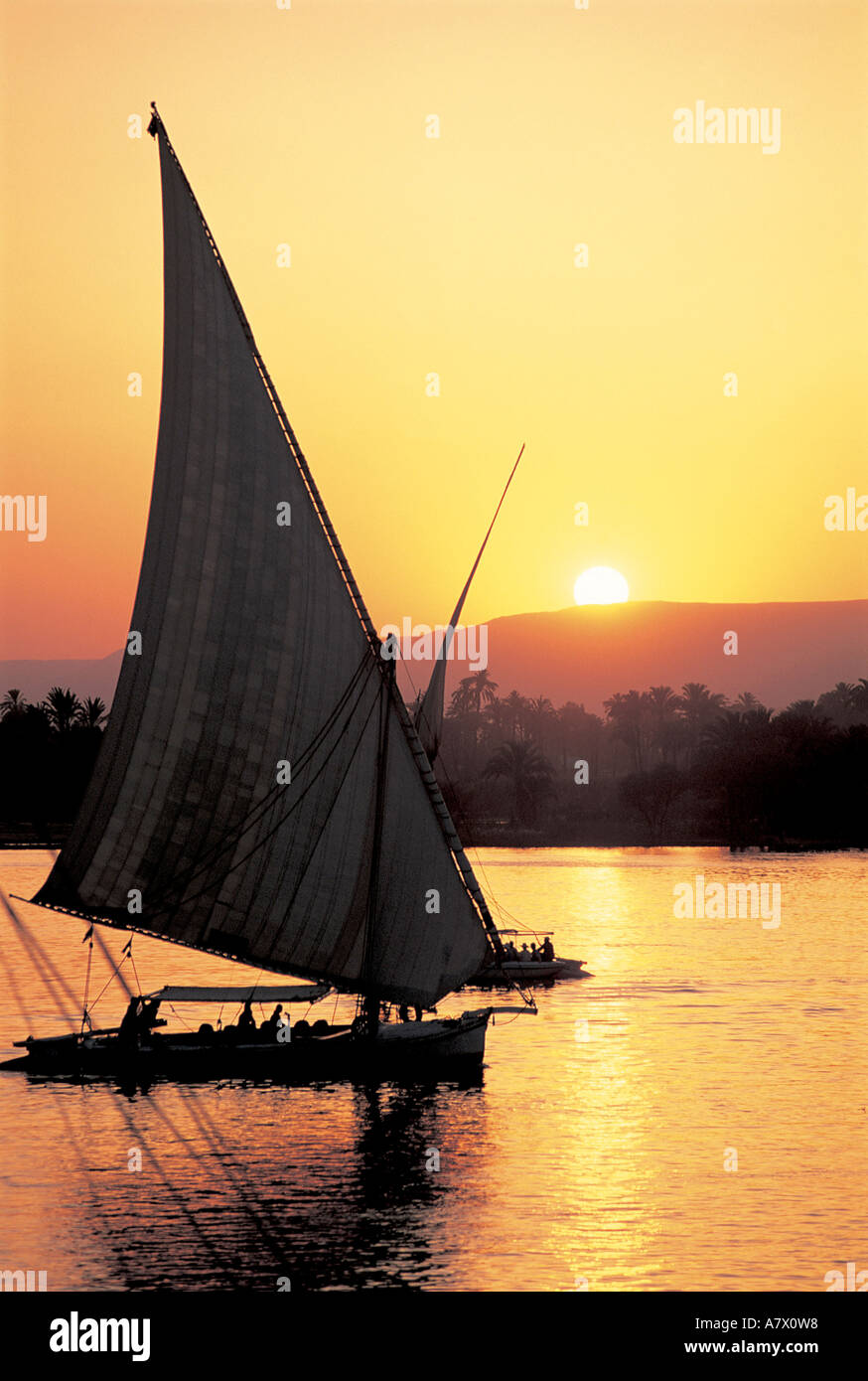 Egypt, Luxor, felucca on the Nile river Stock Photo - Alamy
